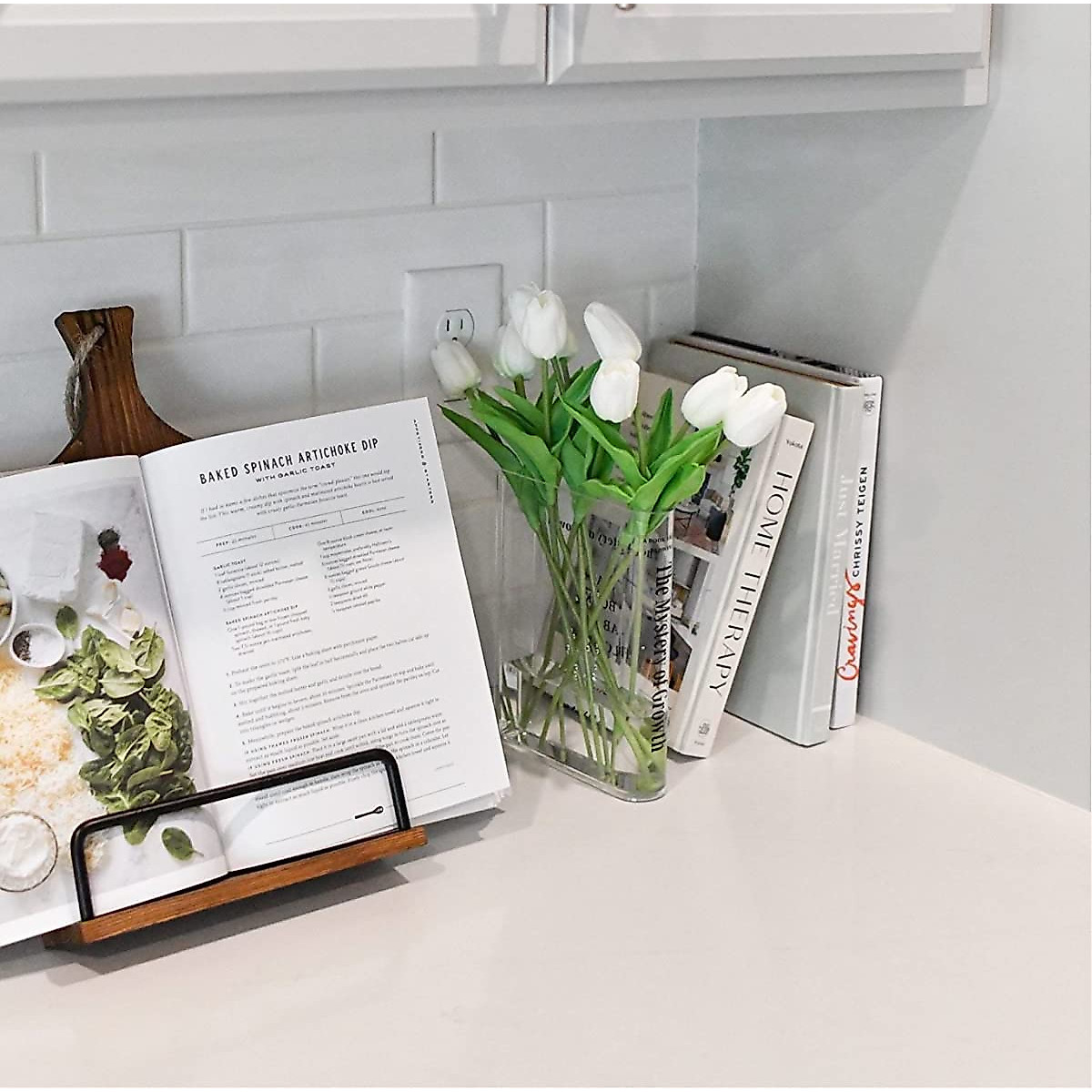 Puransen Bookend Vase for Flowers, Cute Home Office Decor; Unique Vase for Book Lovers, Artistic and Cultural Flavor Acrylic Clear Vases (Not Including Flowers)