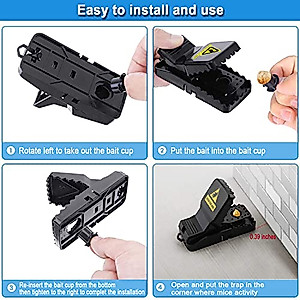 Mouse Trap, Rats Mice Trap That Work Mice Snap Trap 100% Remove Mouse Catcher - Quick Effective Sanitary Reusable Easy Setup,Safe for Families and Pet,Home Indoor Outdoor Use - 12 Pack