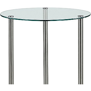 Convenience Concepts Designs2Go Classic Glass 2 Tier Round End Table, 15.75(L) x 15.75(W) x 24.41"(H)