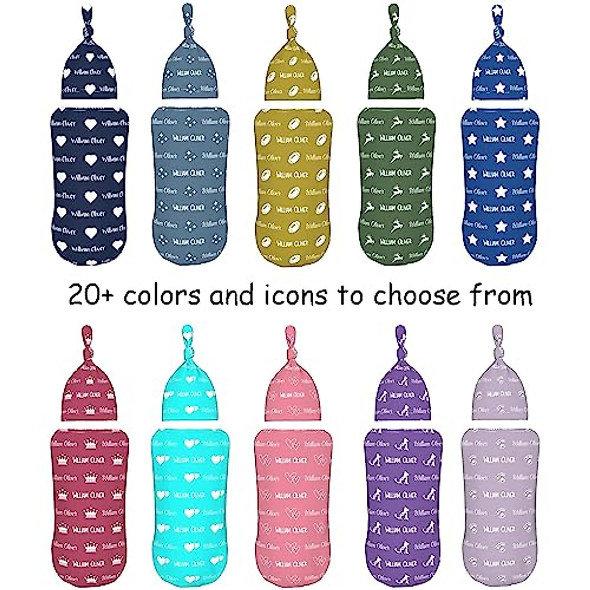 Darabit Personalized Baby Blankets for Baby Girl Boy - Personalized Baby Swaddle Blanket and Hat with Name Custom Blanket Personalized Baby Gifts Custom Newborn Gifts