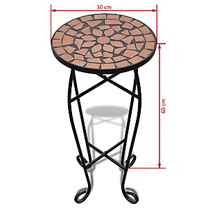 FAMIROSA Mosaic Side Table Plant Table Terracotta