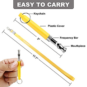 MARSDREAMS Pet Training Clicker, Whistle -Training Behaviour Aids Accessories for Puppies with Lanyard - Barking Control Device - Long Range Adjustable Frequency - Pack of 3 - Yellow (Yellow)