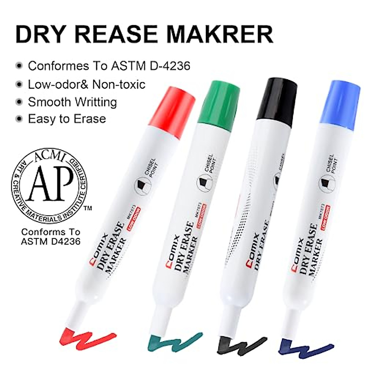 Comix Dry Erase Set with 16 Chisel Tip Dry Erase Markers, 8.5 Fl Oz Cleaner & Magnetic Eraser, Office and School Supplies for Whiteboards, Calendar