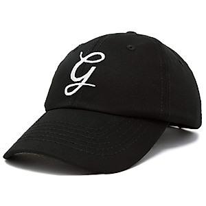 DALIX Initial Hat Letter G Black Womens Baseball Cap Monogram Cursive Embroider