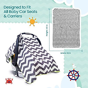 Baby Carseat Canopy Cover-Breathable Infant Car Seat Cover Helps Protect Babies-Our Baby Car Seat Covers Also Double as a Nursing Cover, High Chair Cover & Playmat-Gray Chevron with Mint Green Minky