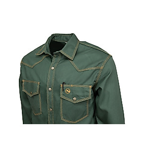 Western Welder Outfitting - Welding Shirt Western Style | Light Weight Tripled-Stitched Welding Shirts, Relaxed Fit (XL, Army Green)
