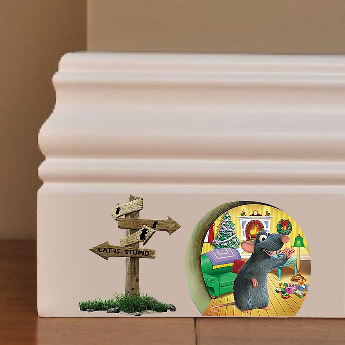 ufengke Mouse Hole Christmas Wall Decals, Children's Room Nursery Removable Wall Stickers Murals