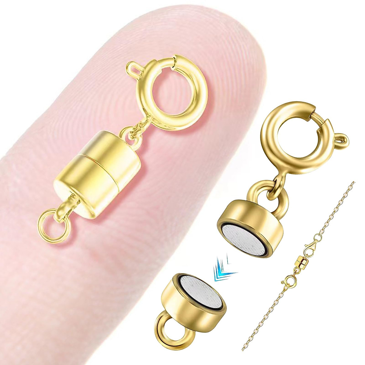 QULLTK Magnetic Necklace Clasps and Closures 18K Gold and Silver Plated Bracelet Converter Clasp,Suitable for Necklaces Chain Extender