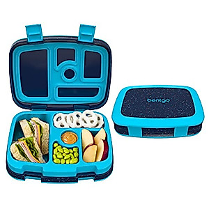 Bentgo® Kids 5-Compartment Lunch Box With Kids 2-in-1 Backpack & Insulated Lunch Bag (Confetti Edition - Abyss Blue)