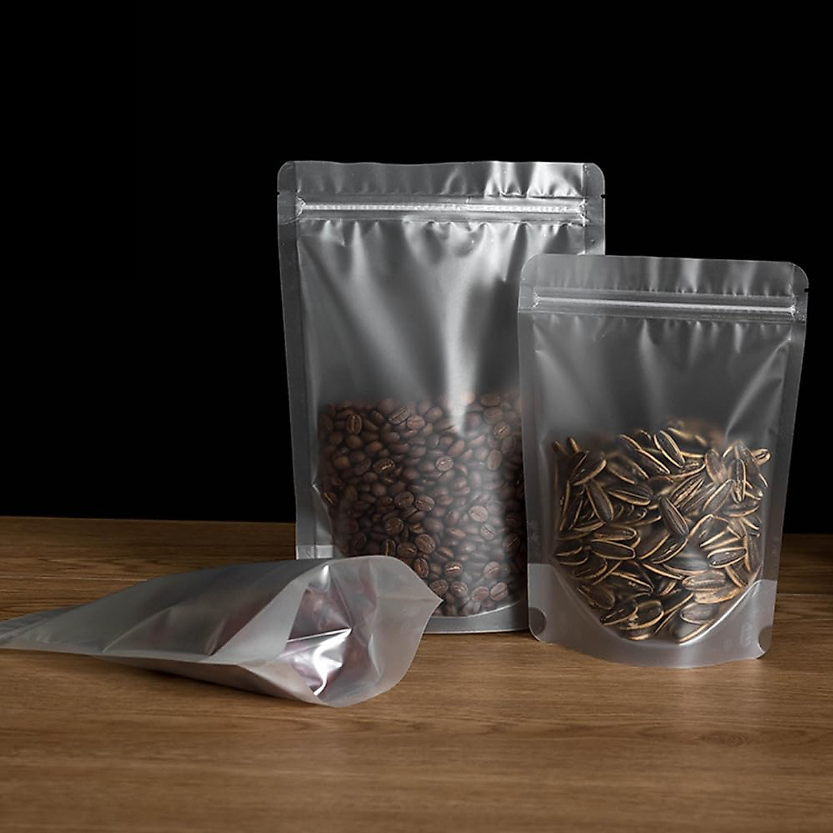 Frosted Stand-Up Zip-lock Bag - 80Pcs Resealable Bags for Packaging,Mylar Bags with Zipper Strip Storage Solution for Home and Kitchen（3.54x7Inches, 200microns)