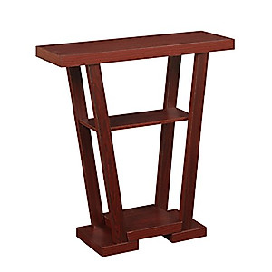 Convenience Concepts Newport V Console Table 31.5" - Modern Sofa Table with Storage Shelves, Narrow Entryway Hall Table for Living Room, Mahogany