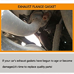 GKmow 2 PCS Car Exhaust Pipe Interface Gasket, Stainless Steel Graphite Composite Plate High Temperature Resistant Muffler Sealing Gasket, Exhaust Manifold Parts, Suitable for Most Models (Silver)