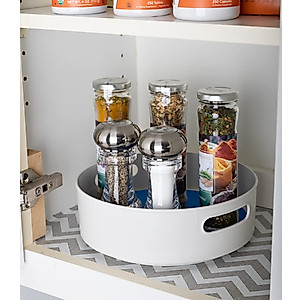 Wake INFIN Lazy Susan Cabinet Organizer Turntable 9 and 12 Inch 2 Pack Rotating Table Spice Rack Storage Kitchen Non-Skid Pad with Bin and Handles