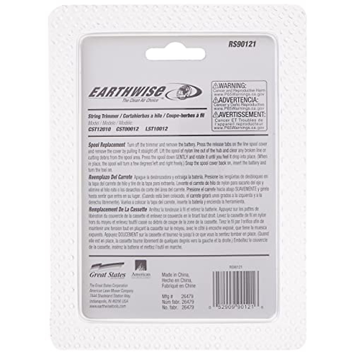 Earthwise RS90121 Replacement .065 Line Spool for Model CST00012, LST10012, CST12010 Str