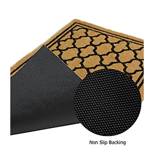 IRONGATE Welcome Doormat - Non Slip Dirt Trapping Chevron Tile Print Coco Coir Door Mat - Low Profile Front Doormat - Indoor Outdoor Durable Easy Clean High Traffic Area Patio Entryway Doormat -17x30