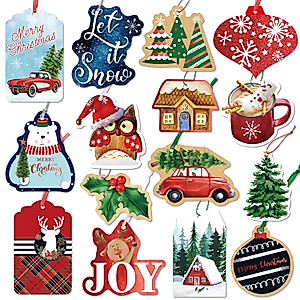 Christmas Tags for Gifts with Untied String 60 Count(15 Assorted Glitter, Foil, Printed Designs for Xmas Holiday Present Wrapping)…