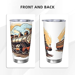 AYCZN Steam Locomotive Transport 20 OZ Tumbler Stainless Steel Travel Coffee Mug, Train Insulated Water Bottle with Lid Leakproof Thermal Cup