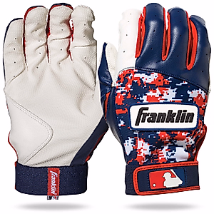 Franklin Sports MLB Digitek Baseball Batting Gloves - White/Navy/Red Digi - Youth Large