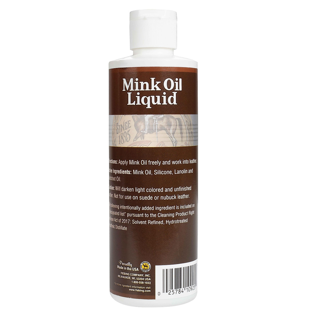 Fiebing's Mink Oil Liquid, 8 Oz. - Soften, Preserves and Waterproofs Leather