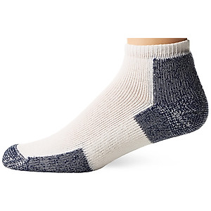 Thorlos Mens Jmm Max Cushion Low Cut Running Socks, White/Navy, Large US