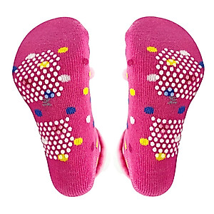 FedMois 6 pairs Baby 3D Cartoon Anti-Skid Booties Socks Slippers Shoes, girls, 0-9 Months