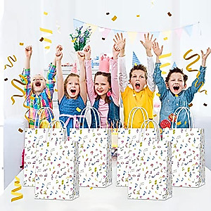 HABDJILTY 16 Pcs Colorful Music Notes Gift Bags,Musical Party Favor Bags for Music Theme Birthday Party Baby Shower Music Theme Party Supplies