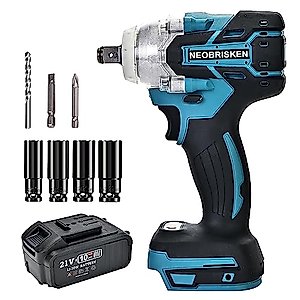 NEOBRISKEN Cordless Impact Wrench 3in1 Impact Driver 1/2 inch Power Wrenches 21V with Battery&Charger, blackblue
