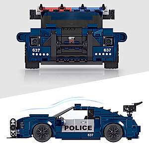 Mould King 27002 Mini Barricade Police car Building Kits, MOC Building Blocks Set to Build, Gift for Kids/Adult Collections Enthusiasts(356 Pieces, Static Version with Display Box)