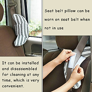 ZHYYQL Car Seat Travel Pillow Neck Support Cushion Pad for Kids, Safety Belt Sleeping Pillow, Car Seat Travel Pillow Neck Support Cushion Pad, Headrest Shoulder Pad for Children Adults (Gray)