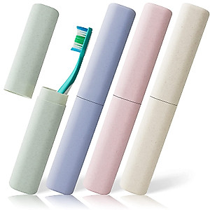 Travel Toothbrush Case Pack of 4, RIEYOOA Toothbrush Cover, Travel Toothbrush Holder for Travel/Camping/School, Portable and Breathable