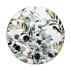Eucalyptus green blossom flower leaves floral branches PopSockets Swappable PopGrip