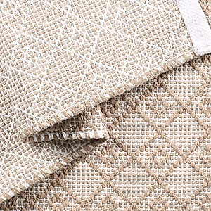 THE BEER VALLEY Diamond Woven Rug 2'x3' - Beige, Anti-Slip Farmhouse Accent Cotton Rugs for Entryway Kitchen Bedroom Bathroom - 24x36 Inches
