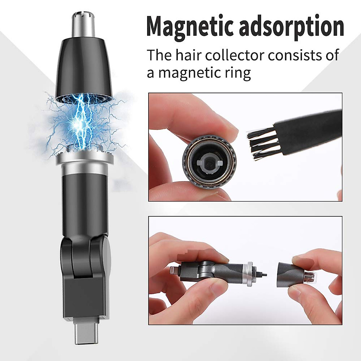 Mini Ear and Nose Hair Trimmer Compatible with Phone Interface for Men and Women OuYezy Professional Painless Portable Nose Hair Removal Trimmer Mobile Phone Powered (typ-c)