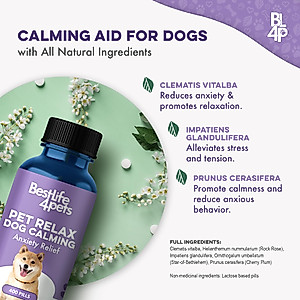 Pet Relax Dog Calming Anxiety Relief - Long-Lasting Dog Relaxants for Stress Relief, Natural Solution for Separation Anxiety, Travel, Thunderstorms, and Fireworks - 400 Odorless, Tasteless Pills