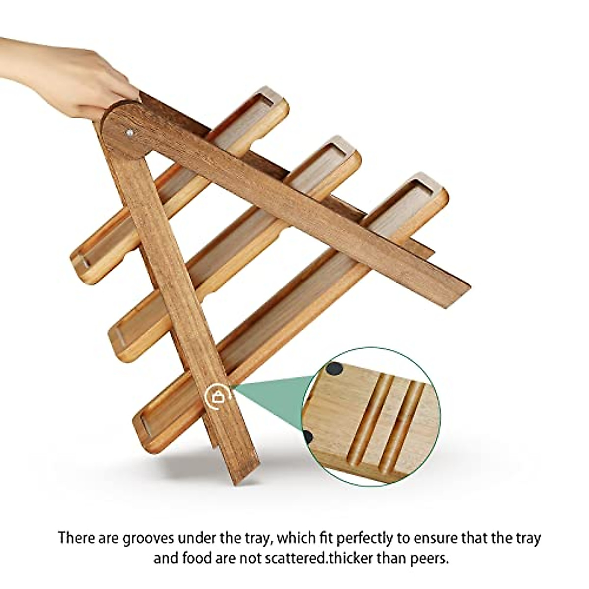 Wooden 3 Tier Serving Tray, Serving Trays for Entertaining, Solid Acacia Wood Party Serving Trays, Wedding Cupcake Stand, Fruit, Charcuterie, Appetizer Serving Tray, Cheese Board (Set of 3 Plates)