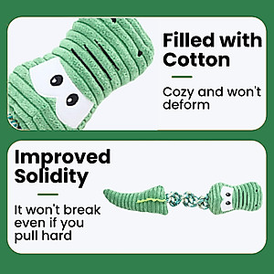Petinstinct Large Squeaky Dog Toys for Aggressive Chewers, Soft Plush Indestructible Rope Dog Chew Toys for Medium Large Dogs, Tug of War Dog Toys to Keep Them Busy, 18 Inches, Alligator, Crocodiles