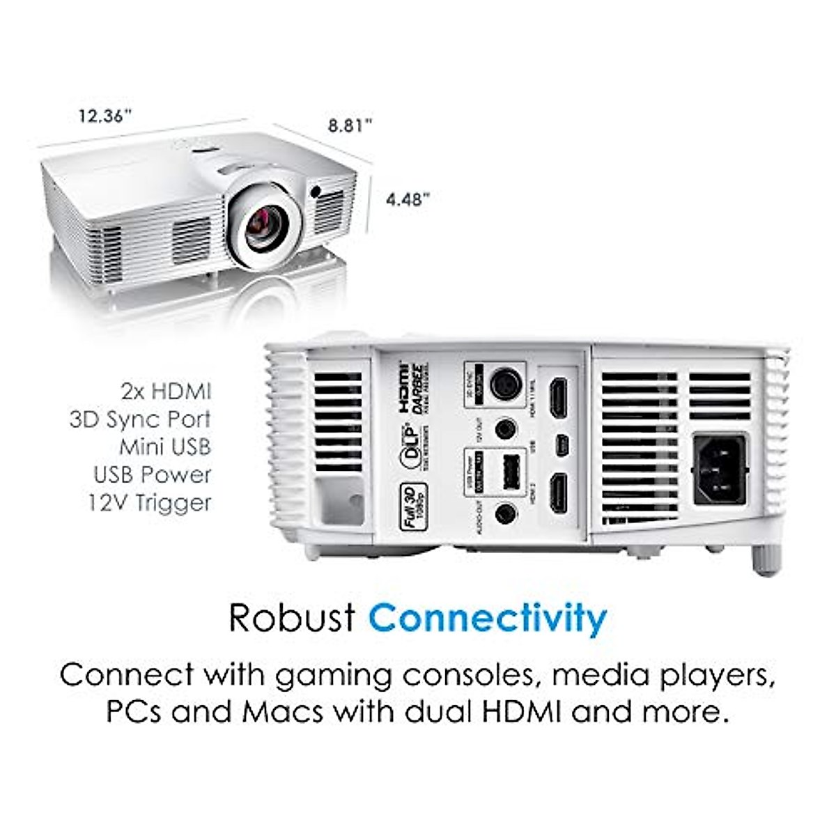 Optoma HD39DARBEE 1080p High Performance Home Theater Projector | Darbee Image Processor for Super Sharp Movies and Games | Bright 3500 Lumens | Large 1.6 Zoom and Vertical Keystone