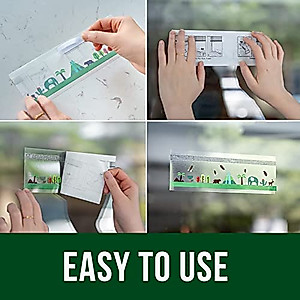 Garsum Window Fly Traps Indoors, Fly Paper Sticky Strips, Non-Toxic Clear Fly Catcher, Fly Killer for Home Window Decal 48 Traps