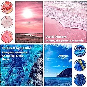 6 Packs Phone Grip Holder for Phones and Tablets, Flowing Marble Texture Multi-Function Collapsible Phone Finger Holder, Compatible with iPhone Samsung Galaxy All Smartphone - Pink Marble Blue Marble