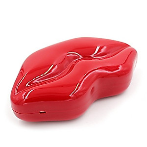 Women Acrylic Lips-shaped Evening Bags Purses Clutch Vintage Banquet Handbag (Red) Medium