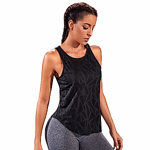 Floerns Women's Workout Tops Geo Print Sleeveless Athletic Running Tank Tops Black S