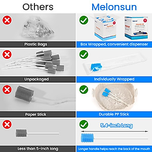 300 Pcs Oral Swabs-Unflavored & Sterile Disposable Dental Swabsticks for Mouth Cleaning- Individually Wrapped (Dental Blue)