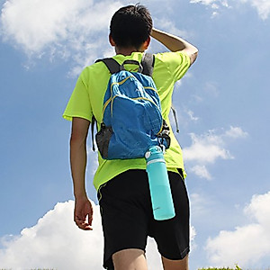 Valourgo Collapsible Water Bottle, Silicone Foldable with Leak Proof Valve BPA Free, Aqua Blue, 21 oz