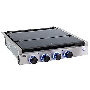 RecPro RV Built In Gas Cooktop | 2 Burner or 3 Burner | RV Cooktop Stove | 6,500 and 8,000 BTU Burners | Cover Included (Stainless Steel, 3-Burner)