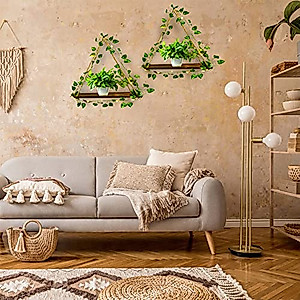 IMURGIFT 2 Pack Artificial Ivy LED-Strip Hanging Shelves for Wall Wooden Wall Hanging Shelves Wall Decor Shelves Elegant Bedroom Wall Hanging Decor for Bedroom Bathroom Living Room Kitchen