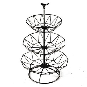 MINIDUO Wrought iron 3 Tier Fruit Tray Fruits Desserts Candy Buffet Plates Serving Tray for Family Dinner Birthday Party Wedding-gold