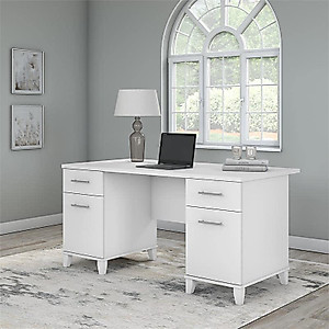 Bush Furniture Somerset 60W Office Desk with Drawers in White