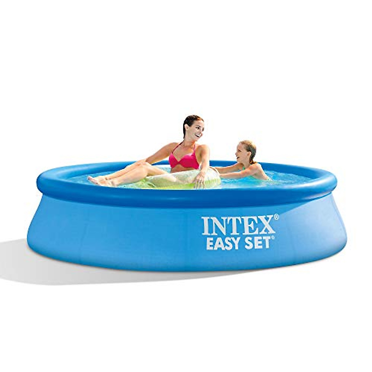 Intex 28106EH 8 x 2 Foot Round Easy Set Inflatable Above Ground Outdoor Backyard Swimming Pool with 513 Gallons of Water, Blue (Pool Only)