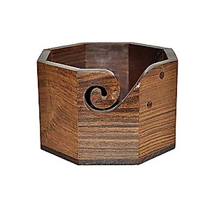 Indian Glance Premium Solid Hard Rose Wood Crafted Wooden Portable Yarn Bowl Holder for Knitting Crochet 6x3 inch