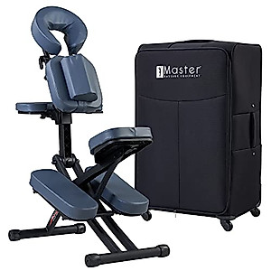 Master Massage Rio Portable Massage Chair - Royal Blue, Lightweight 24 lbs, Aluminum Foldable Frame, Fully Adjustable
